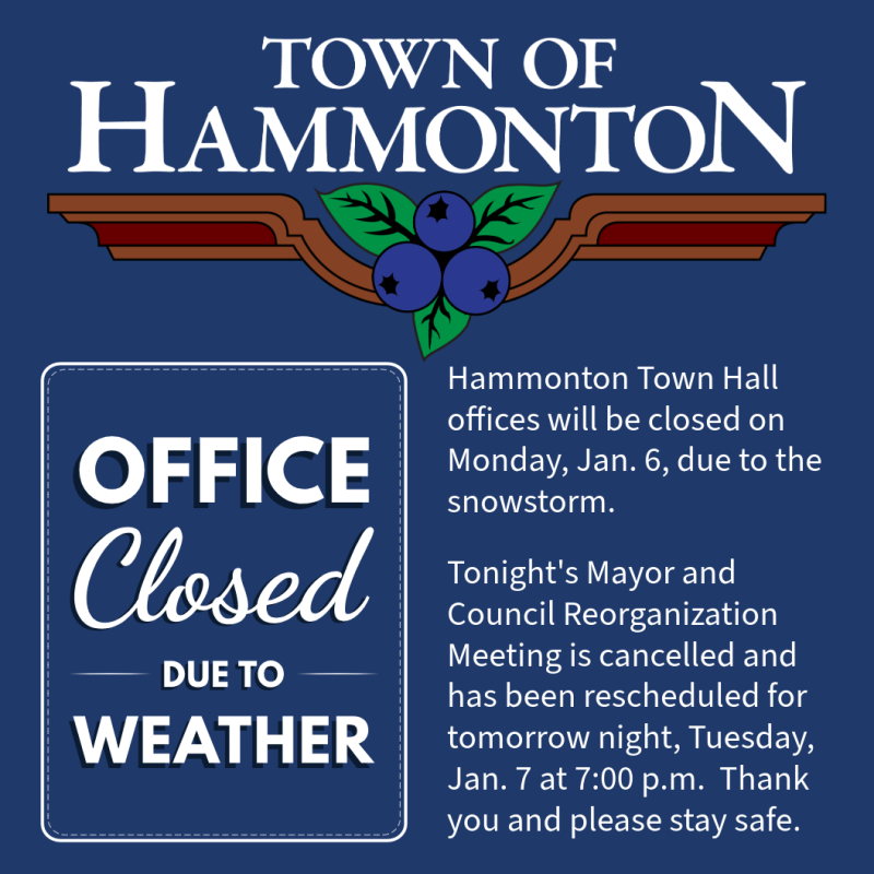 Hammonton Town Hall Offices Closed – Town of Hammonton
