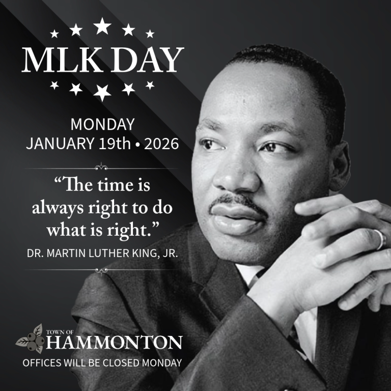 Town Hall Closed MLK Day • Jan. 19 – Town of Hammonton